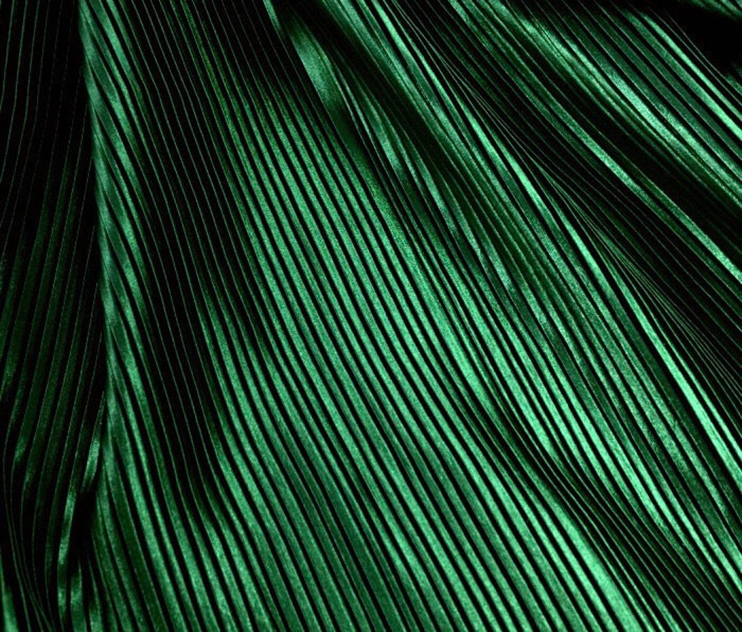 Green Pleated Fabric,line Texture Fine Stripe Accordion Faux Silk Satin ...