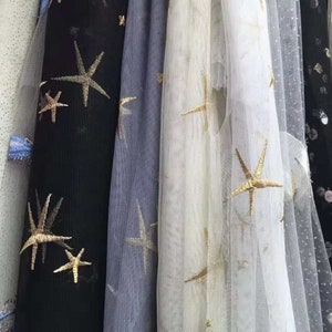 Stars Embroidery Lace Fabric Soft Mesh Fabric Wedding Dress Veil ...