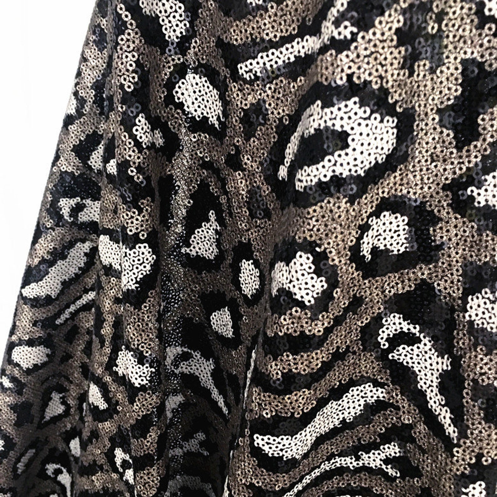 Leopard Print Sequins Embroidered Lace Fabric By The | Etsy