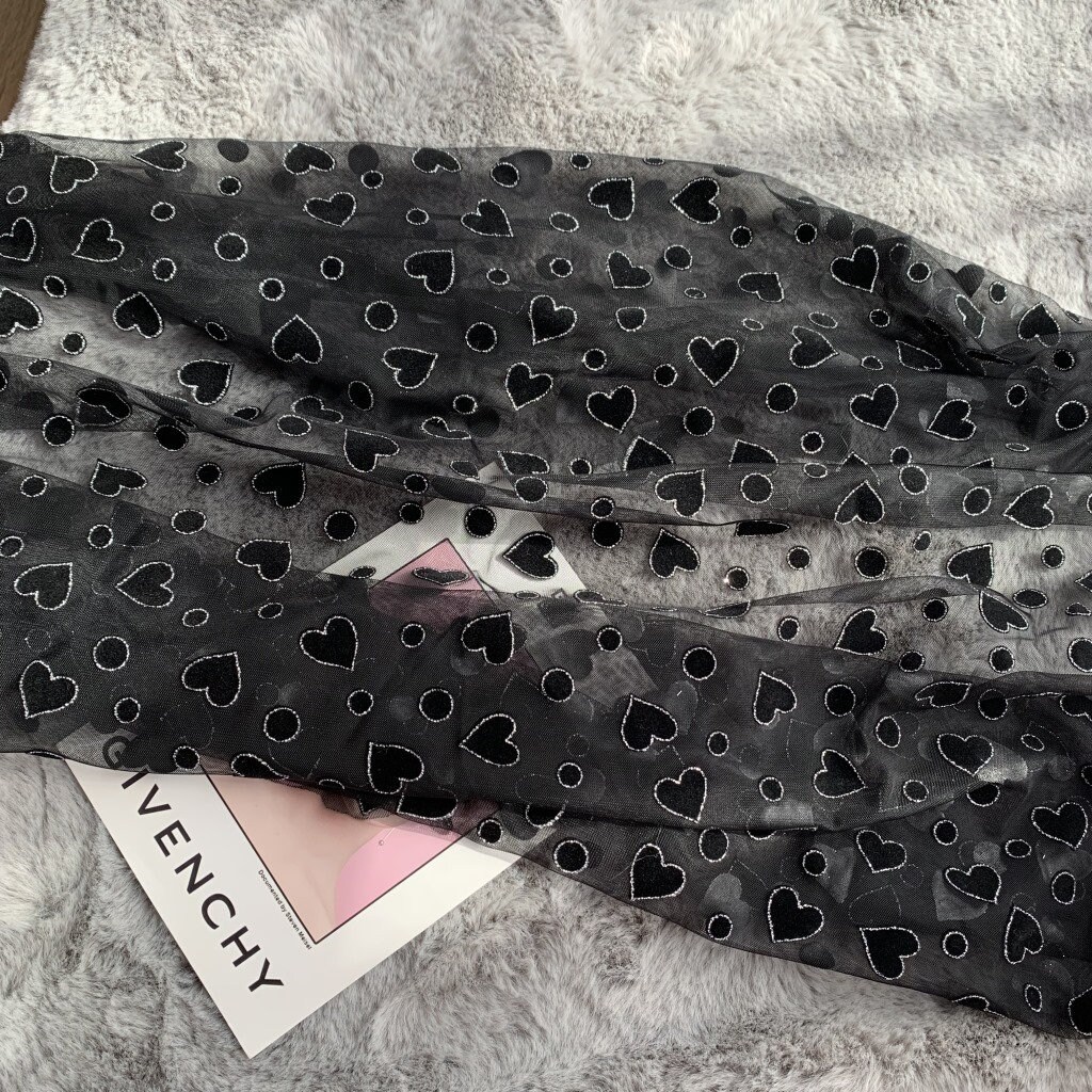 Heart Flocking Lace Fabric By The YardFashion Evening Girls | Etsy