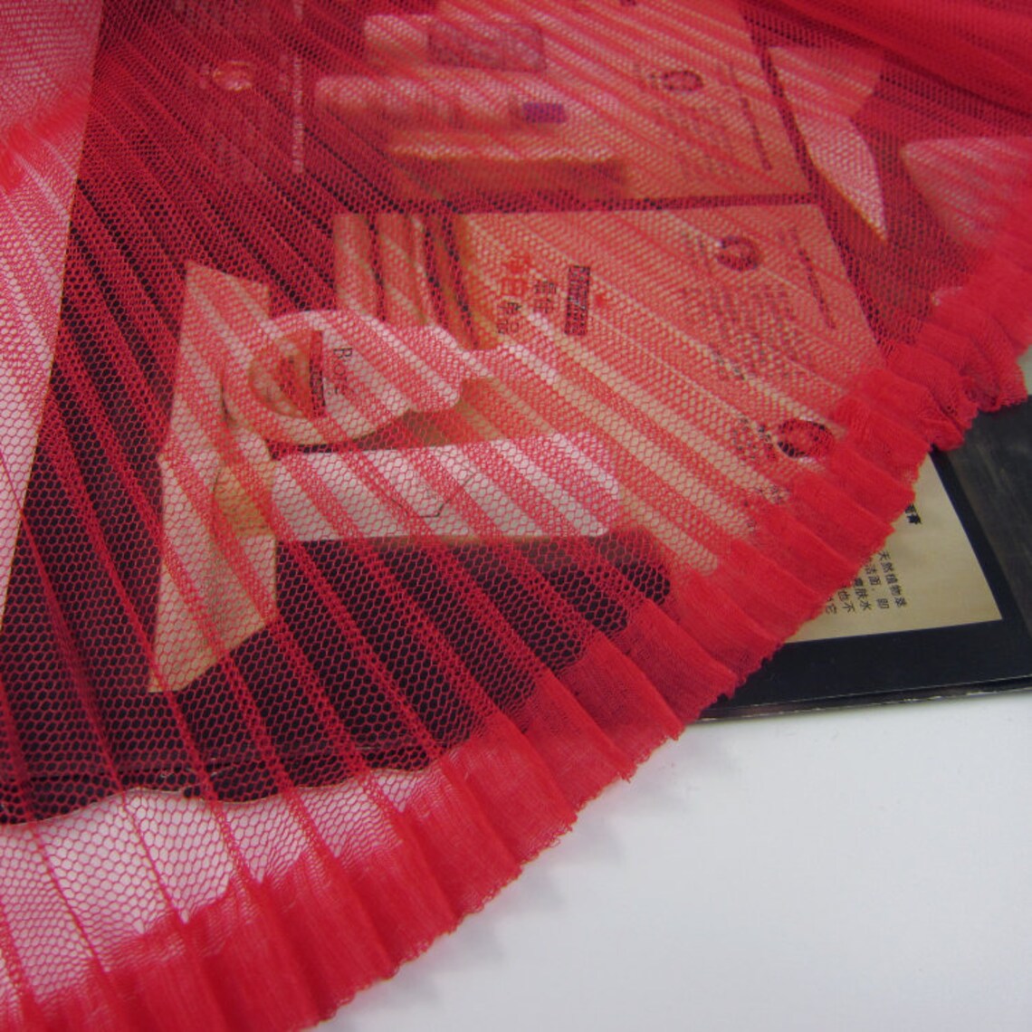 Red Pleated Tulle Panel Lace Fabric by the Yard Accordion - Etsy