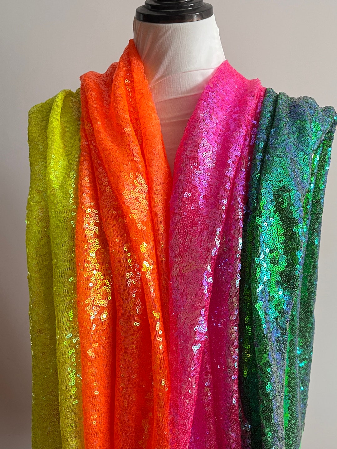 Iridescent Sequins Fabric by the Yard,3mm Sequins Fabric for Dress ...
