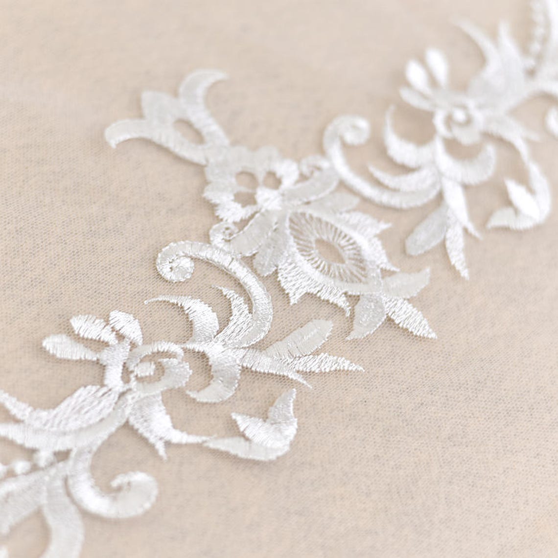 White Embroidery Lace Fabric by the Yardwedding Gown Bridal | Etsy