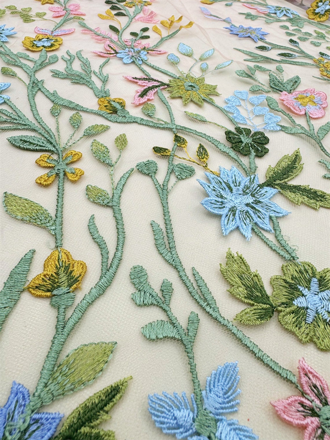 Multicolor 3D Embroidery Flower Lace Fabric by the Yard,high Quality ...