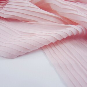 Pink Pleated Chiffon Fabric by the Yard, Chiffon Cloth Vertical Crease ...