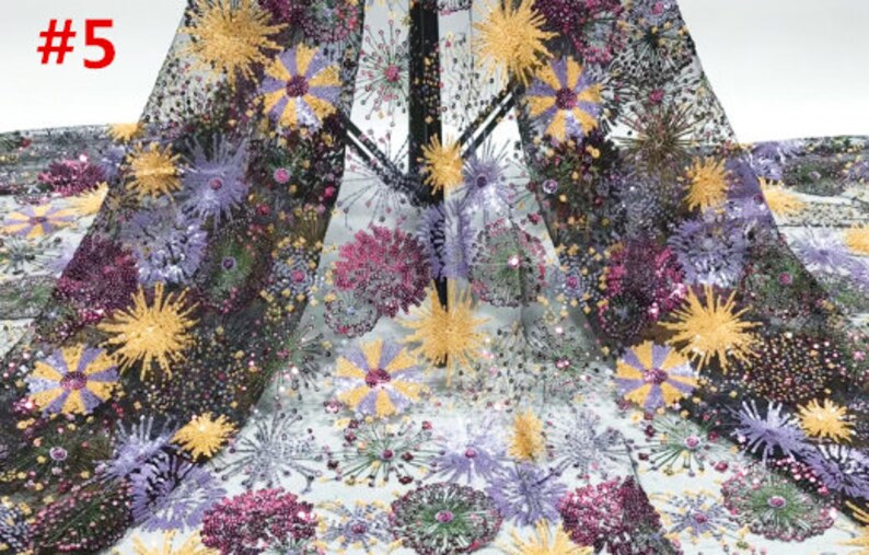 Fireworks Sequin Embroidery Lace Fabric by the Yard Wedding | Etsy