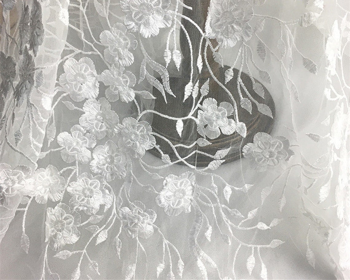 Floral Wedding Lace Fabric by the Yard Tulle Embrodery Lace - Etsy