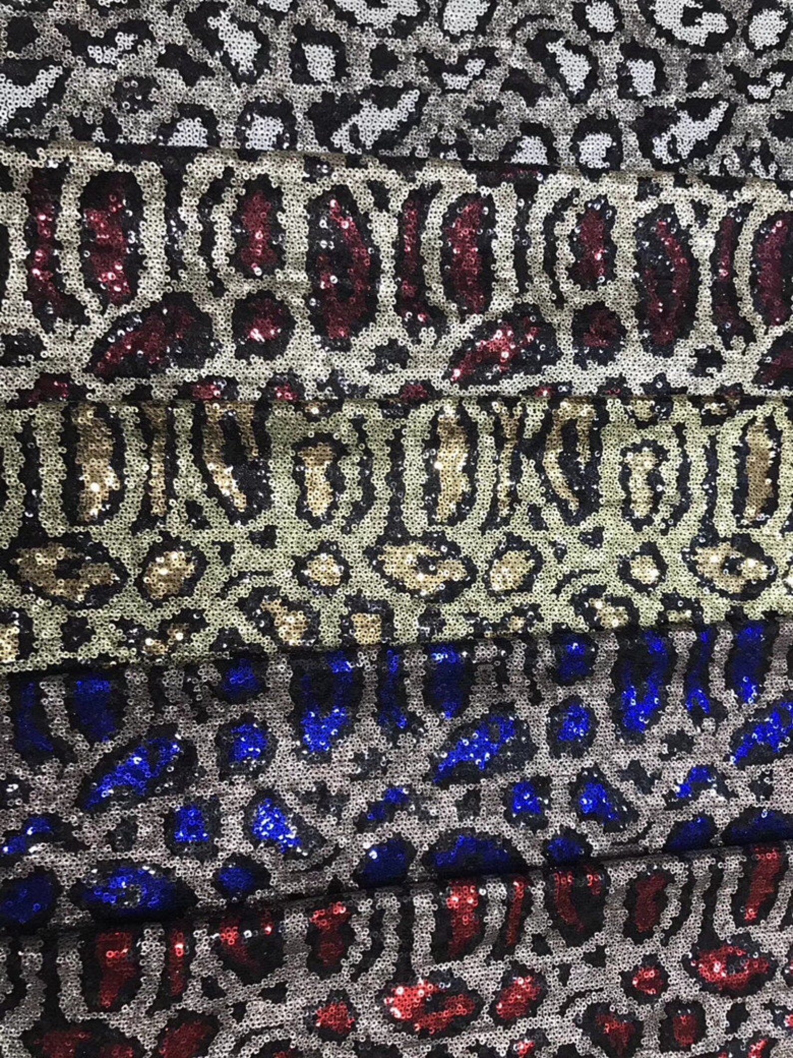 Leopard Print Sequins Embroidered Lace Fabric by the - Etsy