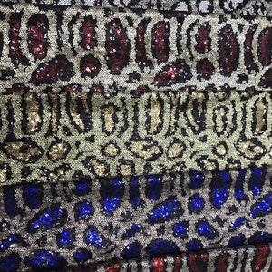 Leopard Print Sequins Embroidered Lace Fabric by the Yard,dress Fabrics ...
