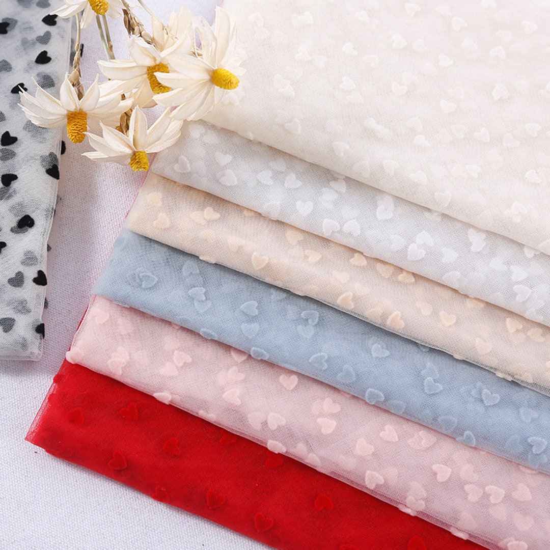 1 Yard Heart Flocking Lace Fabric,girls Prom Dress ,for Wedding Dress ...