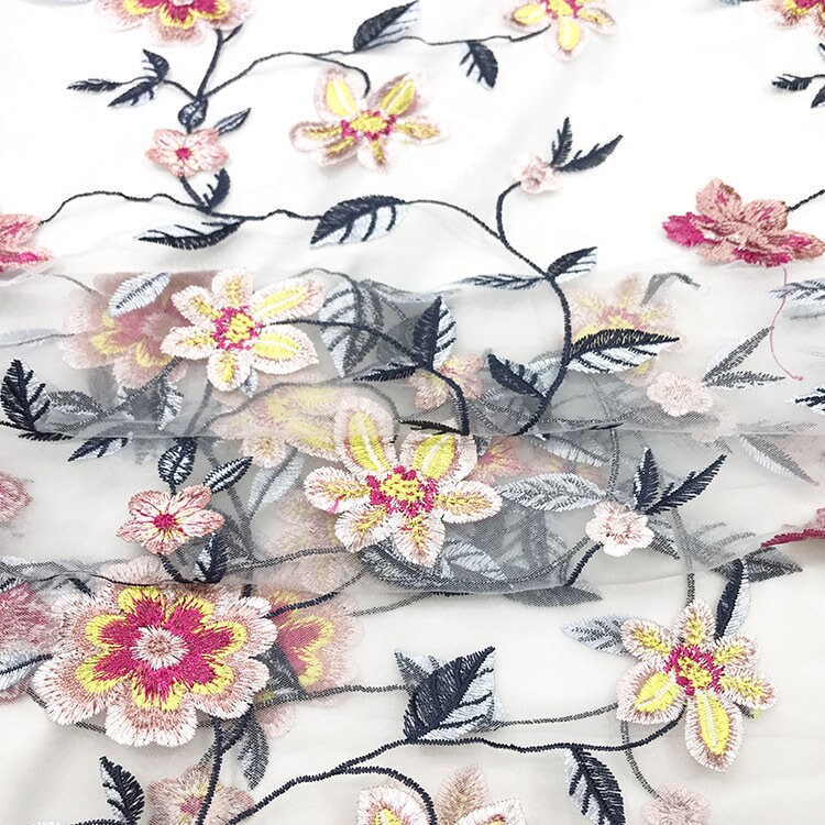 Floral Embroidered Lace Fabric by the Yardgirls Bridal Gown | Etsy