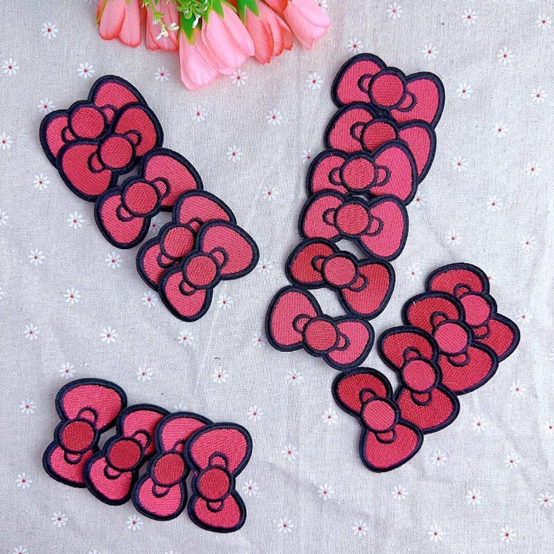 3 PCS Embroidery Bow Patch Iron/ Sew on Appliques Patch for Crafting ...