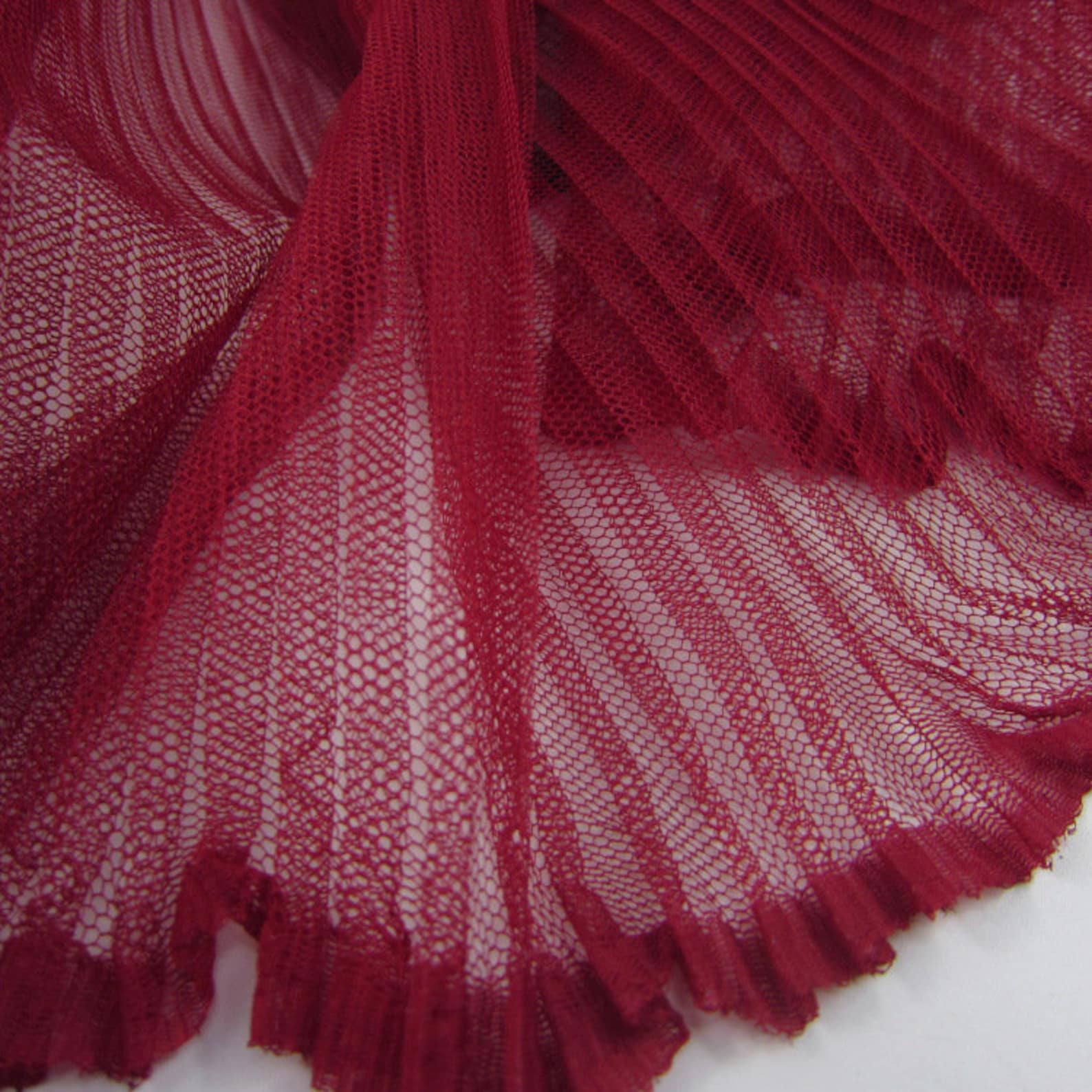 Red Pleated Tulle Panel Lace Fabric by the Yard Accordion - Etsy