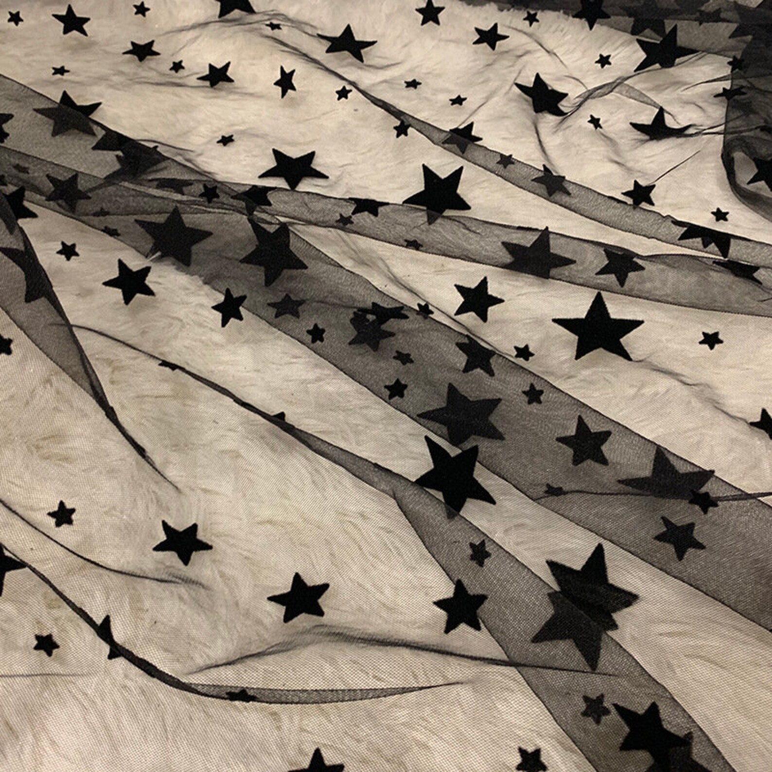 Black Star Lace Fabric by the Yard,wedding Dress Mesh Fabric,party ...