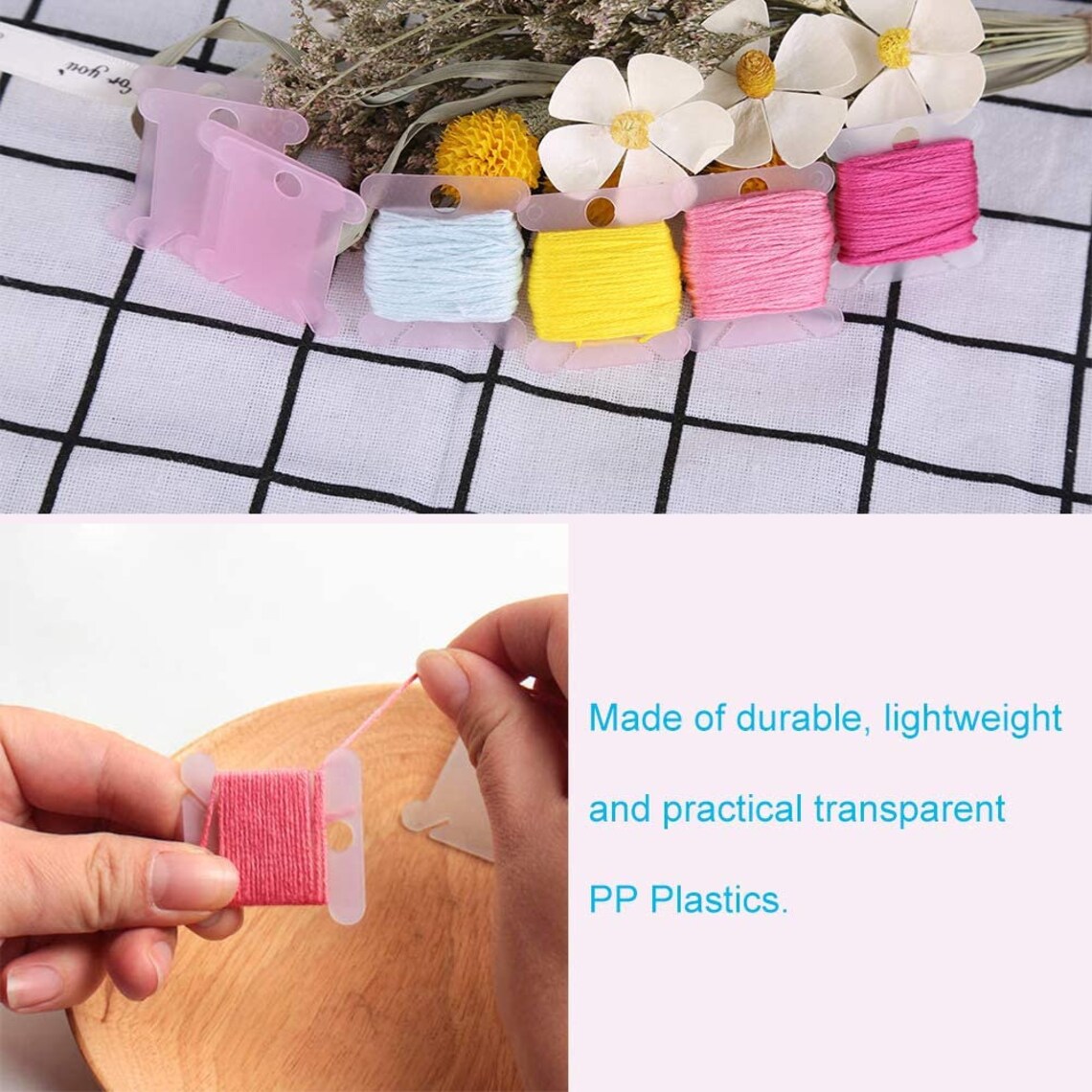 100 PCS Plastic Thread Cards with 1 Floss Bobbin Winder /For | Etsy