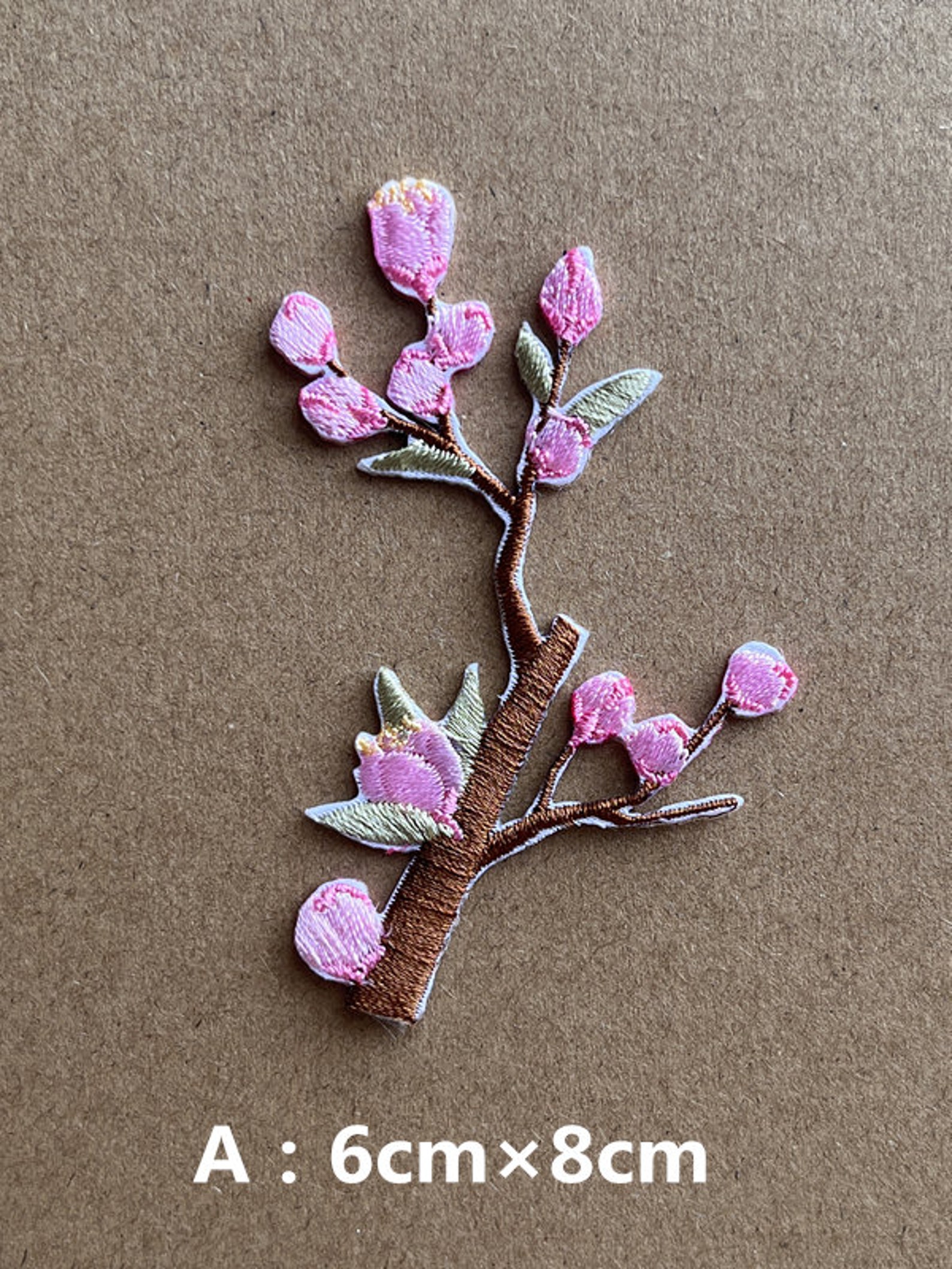 6 PCS Plum Blossom Flower Embroidery Patch Iron/ Sew on Appliques Patch ...