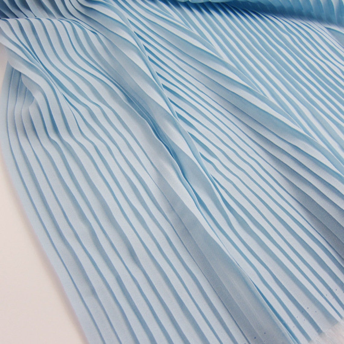 Blue Pleated Chiffon Fabric by the Yard Chiffon Cloth | Etsy