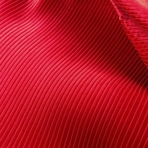 Red Pleated Fabric,line Texture Fine Stripe Accordion Faux Silk Satin ...