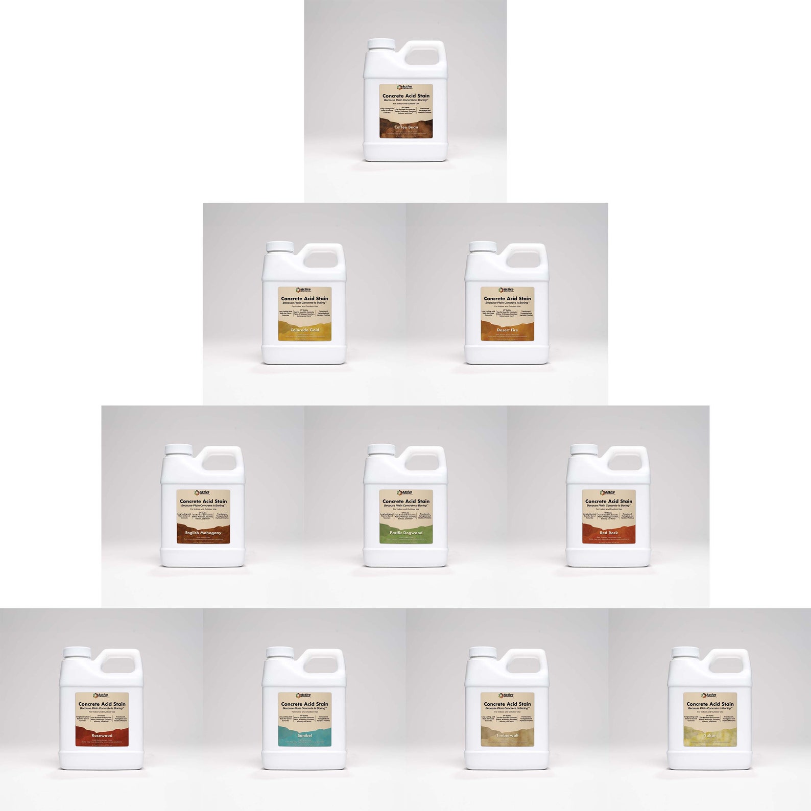 Concrete Acid Stain Sample Pack 10 Bottles of 16oz Professional ...