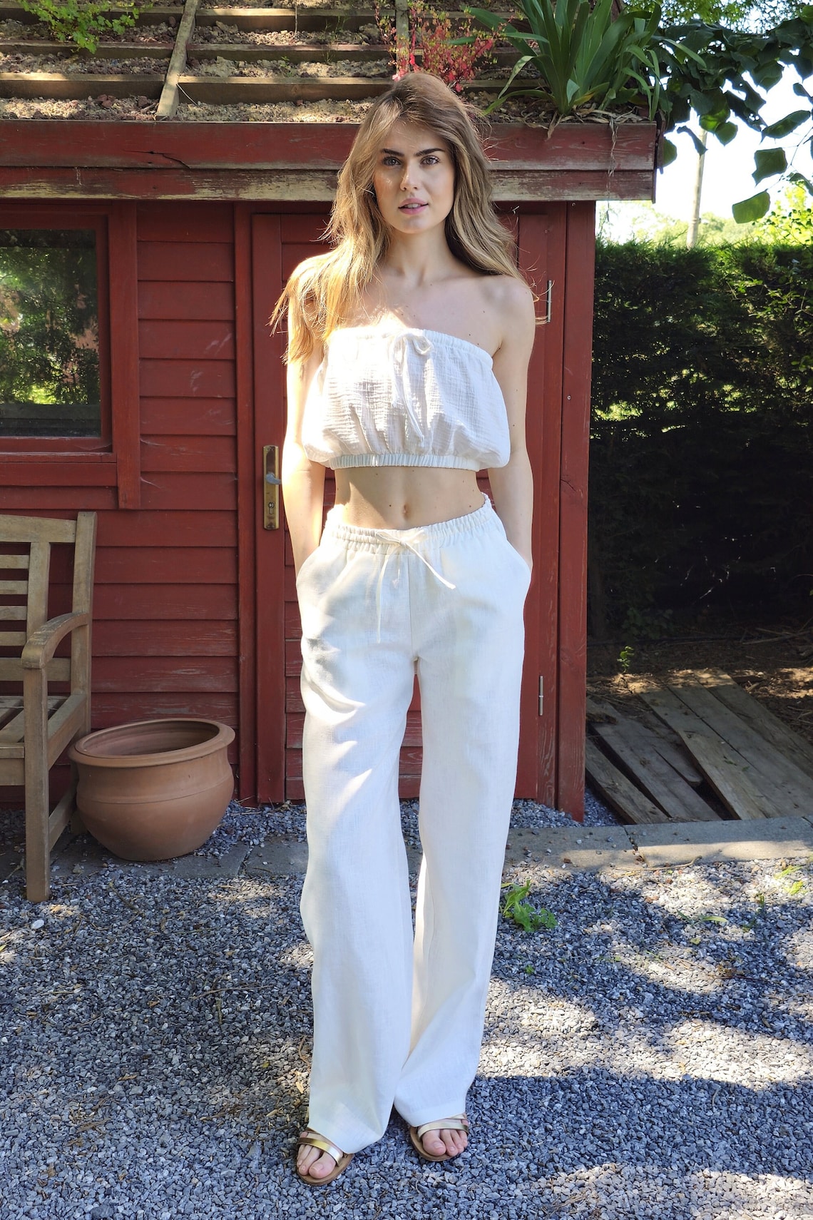 White Linen Pants: Organic Wide Leg Trousers, Plus Size Available - Etsy