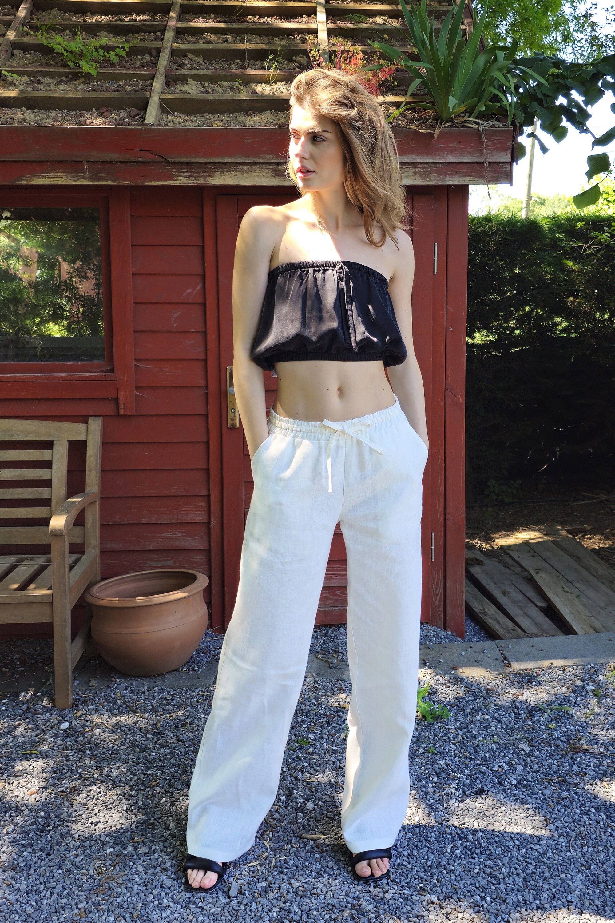 White Linen Pants: Organic Wide Leg Trousers, Plus Size Available - Etsy