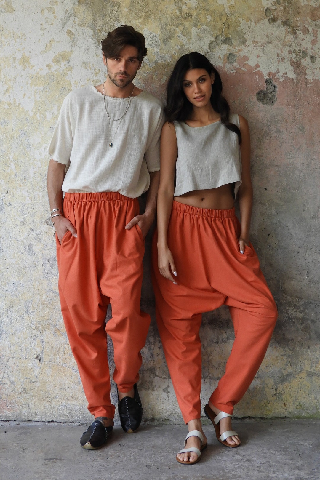 Gender Neutral Harem Pants, Linen Harem Pants, Drop Crotch Pants Cotton ...