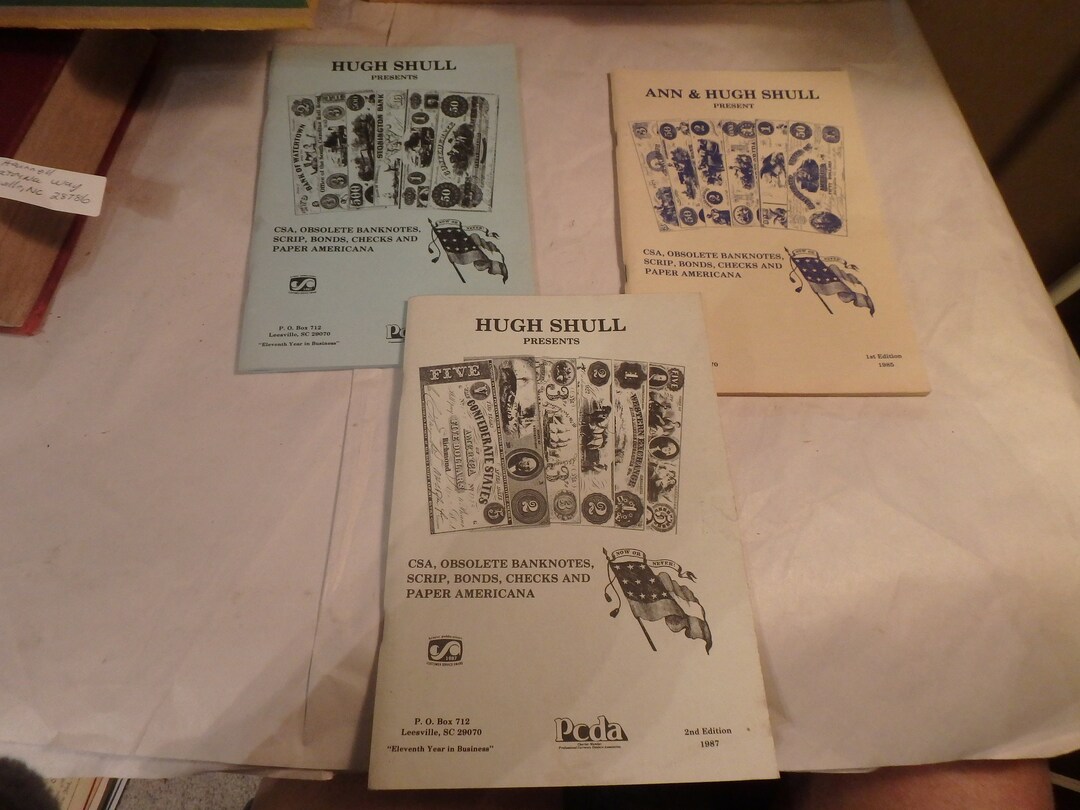 8A- 5 USA CURRENCY Catalogs- 3 SHULL 1985, 19876 and 2 Dean Oakes 1984 ...