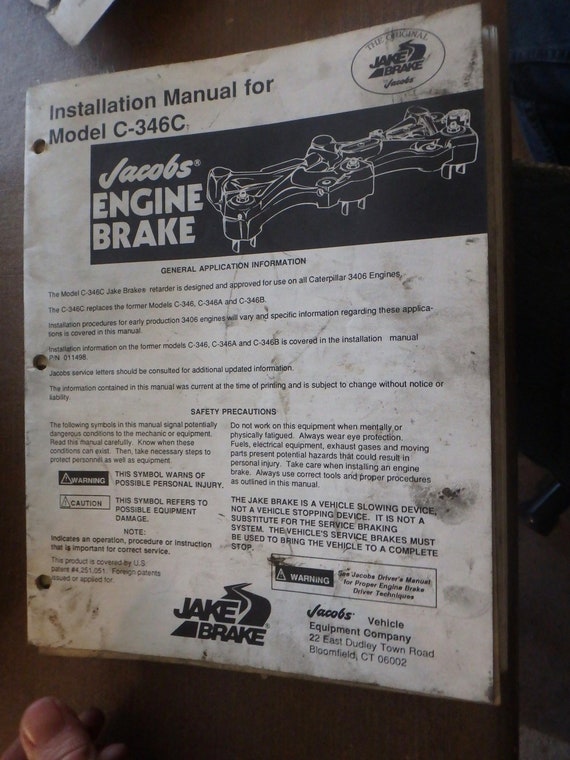 1990 JACOBS Brake Installation Manual Model C-346C 23 Pages | Etsy