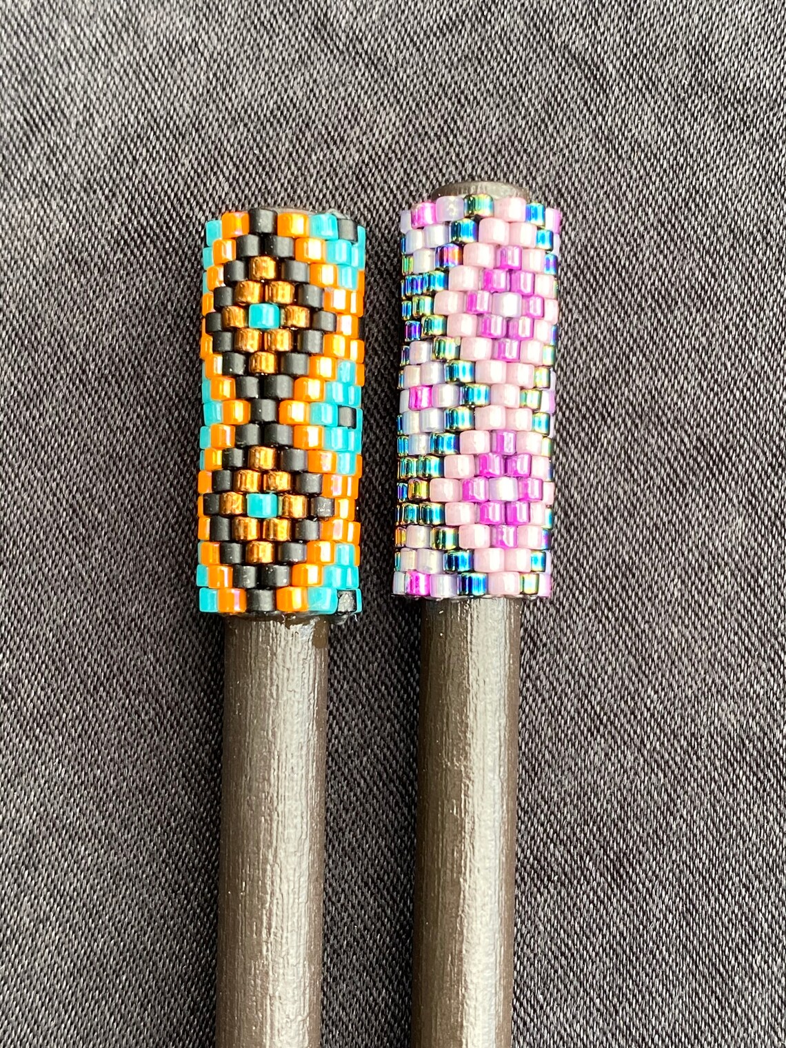 Hand-beaded Peyote "owl Eyes" HAIR STICK PIN Barrette Available in ...