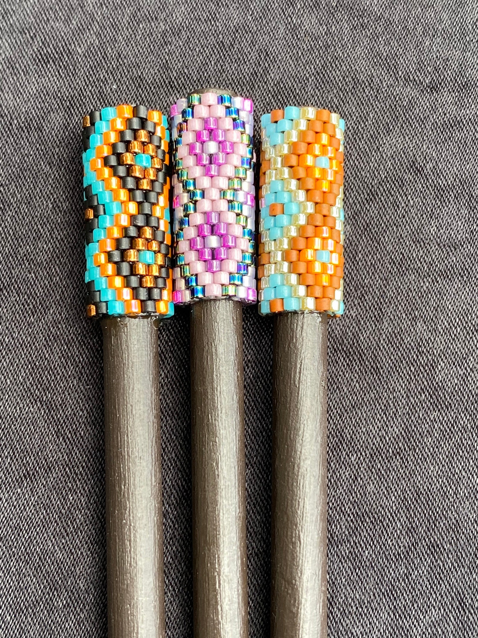 Hand-beaded Peyote "owl Eyes" HAIR STICK PIN Barrette Available in ...