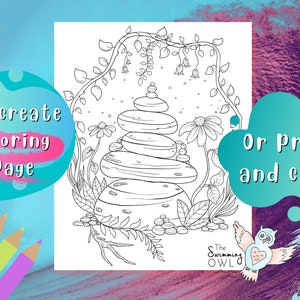 Printable Zen Stones Coloring Page, Procreate Coloring Page, Cairn ...