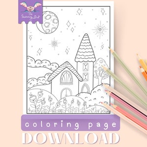 Cute Kawaii Cottage Coloring Page | Printable Adult Cottagecore ...