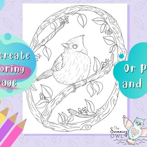 Little Bird Coloring Page, Printable Adult Coloring Page | Cute Nature ...