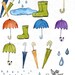 Rainy Day Clipart Umbrella Clipart Watercolor Clipart Rainboots ...