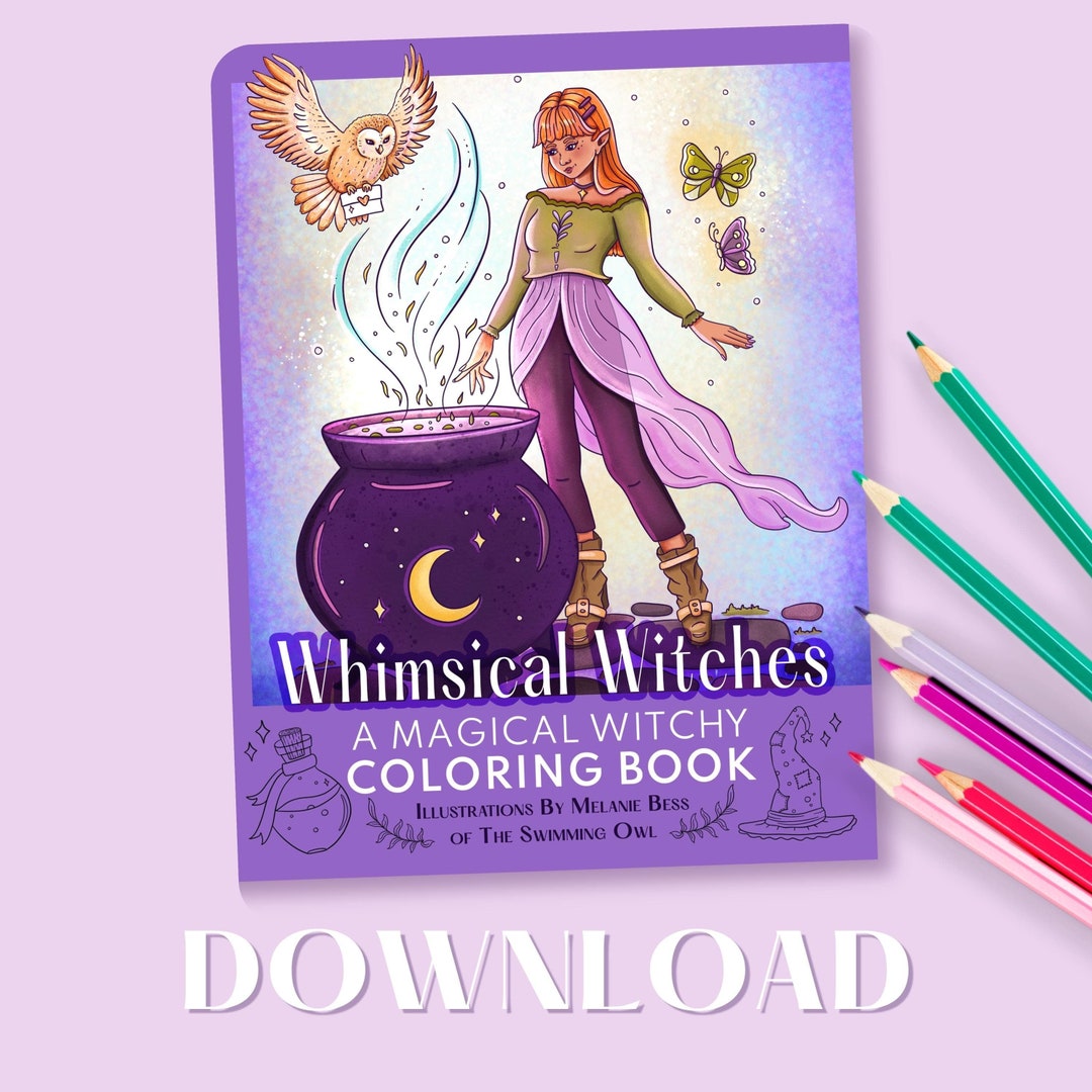 Whimsical Witches Coloring Book DOWNLOAD - Magical Witchy Halloween ...