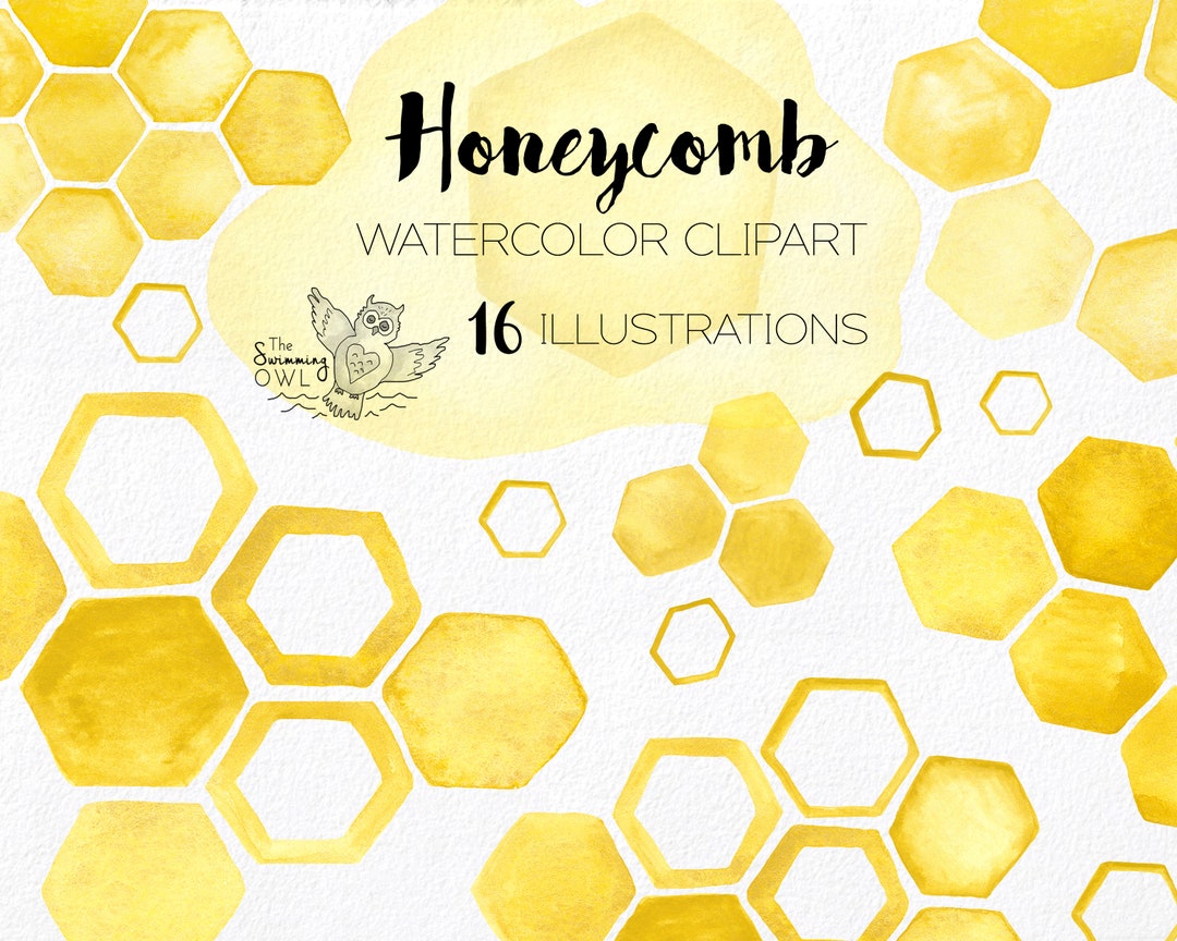 Watercolor Honeycomb Clipart - Watercolor Clipart - Honeycomb Pattern ...