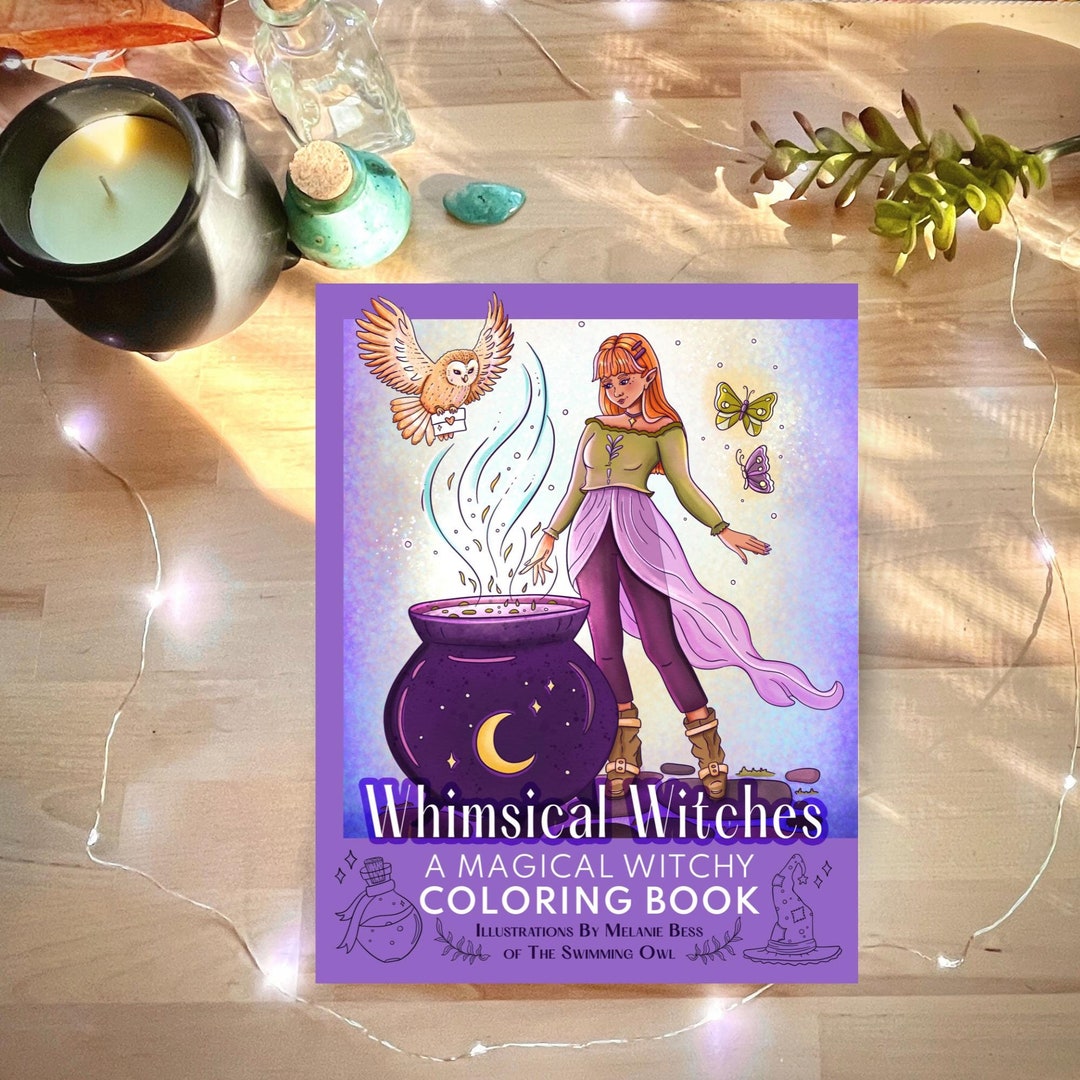 Whimsical Witches Adult Coloring Book - Magical Witchy Halloween ...