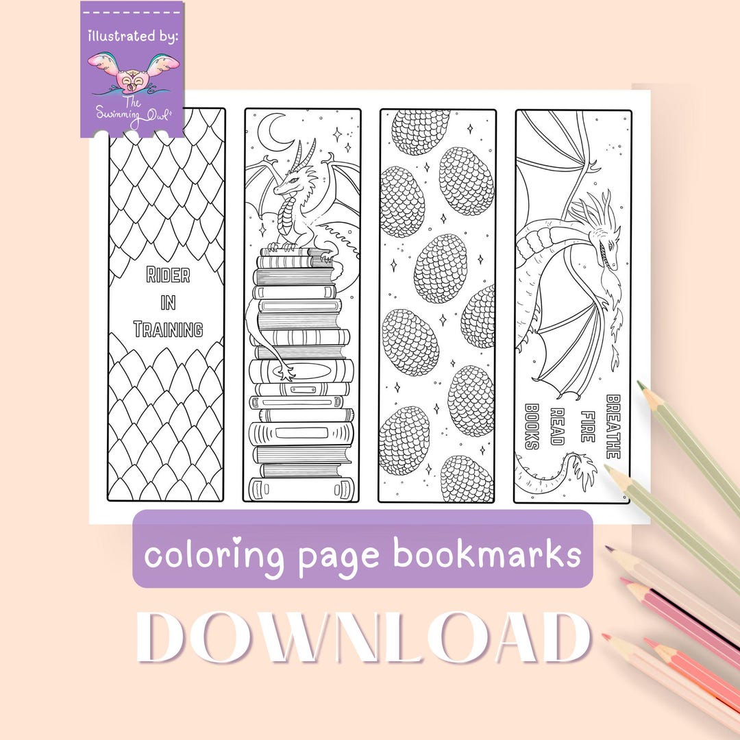 4 Dragon Bookmarks Coloring Page | Dragon Scales + Dragon Eggs ...