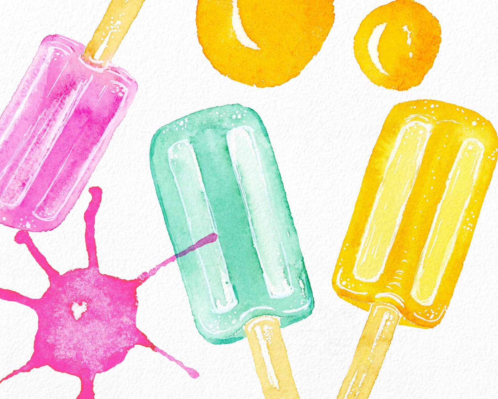 Popsicle Clipart Watercolor Clipart Summer Clipart Food - Etsy