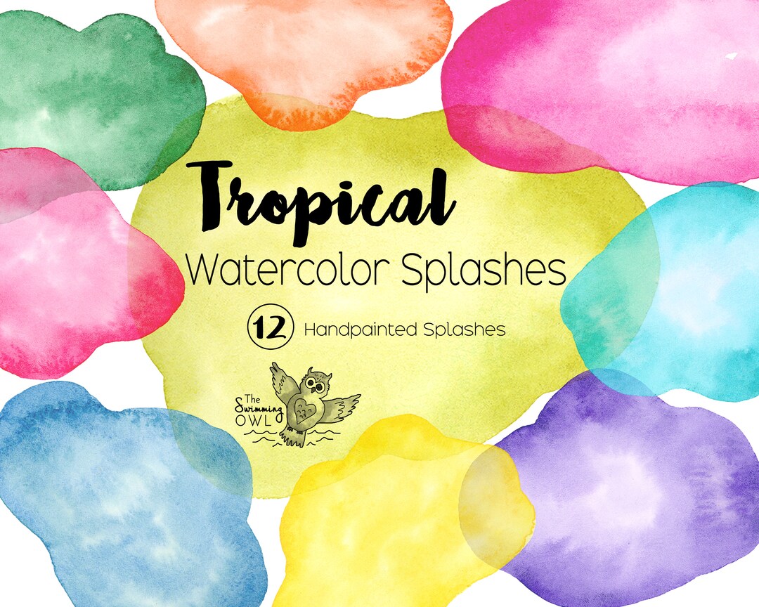 Watercolor Splash Clipart | Tropical Watercolor Backgrounds ...