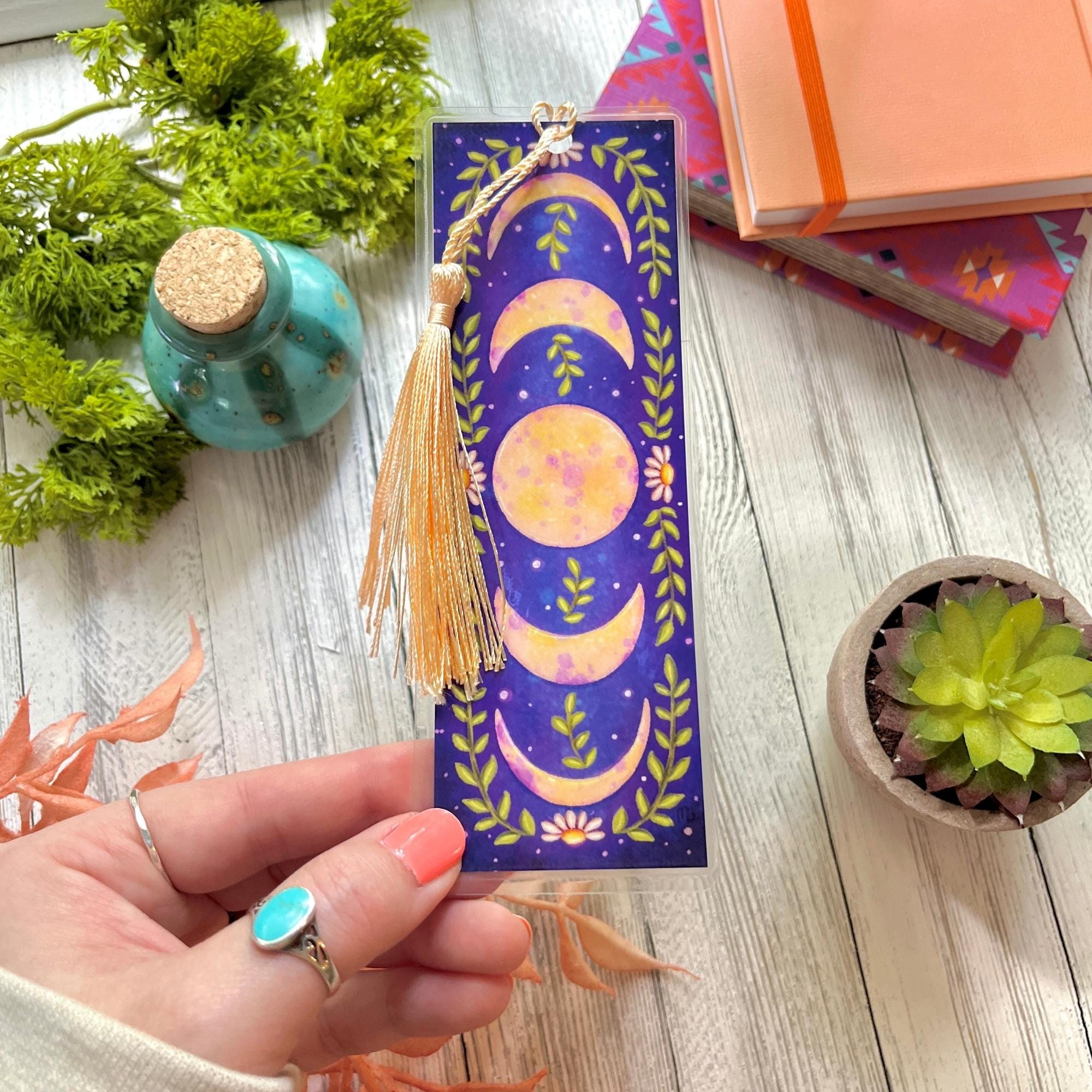 Moon Phases Bookmark With Tassel - Cute Celestial Witchy Bookmark for ...
