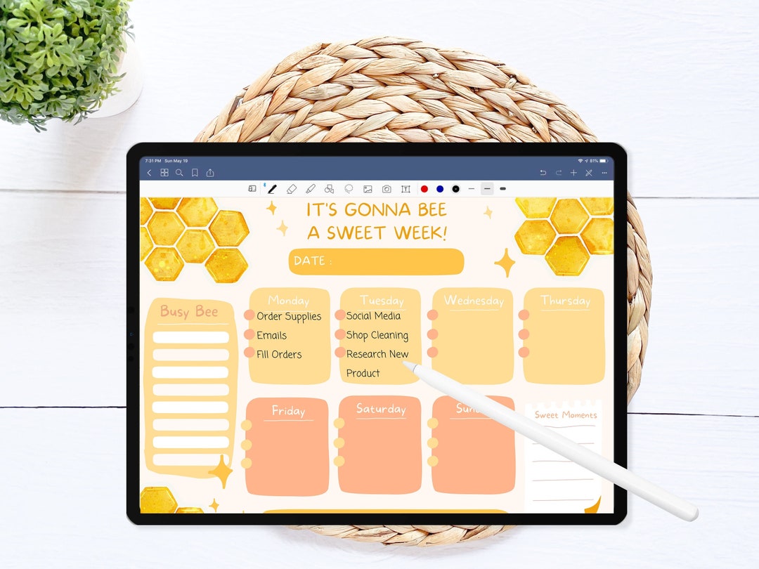 Cute Honeycomb Weekly Planner - Week at A Glance Print at Home Flexible ...