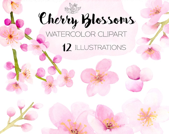 Cherry Blossom Clipart, Spring Clipart, Floral Clipart, Summer Clipart ...