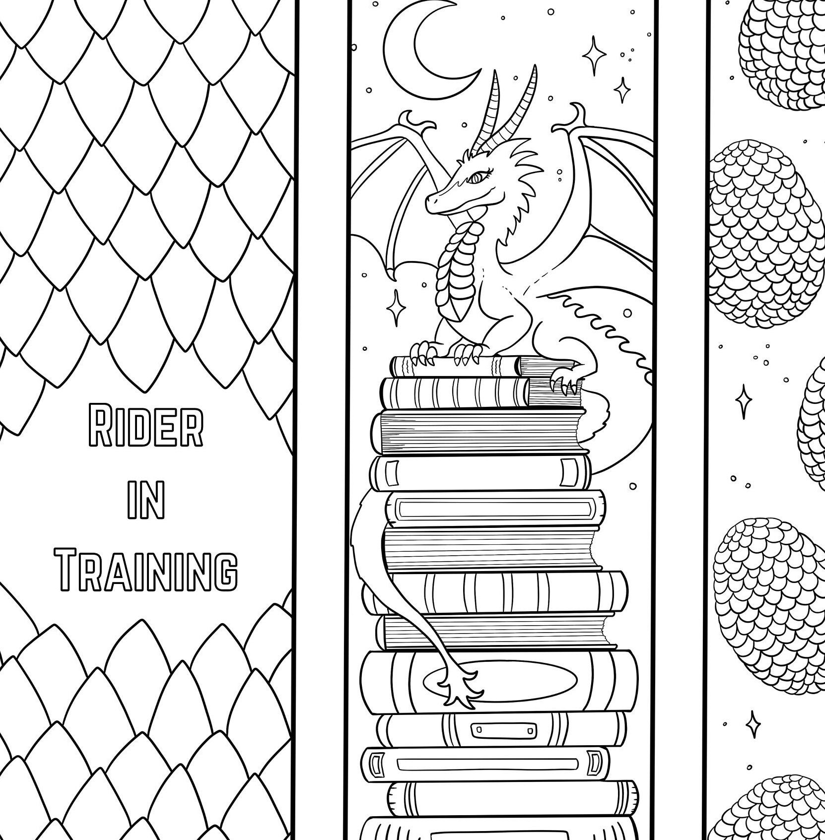 4 Dragon Bookmarks Coloring Page | Dragon Scales + Dragon Eggs ...