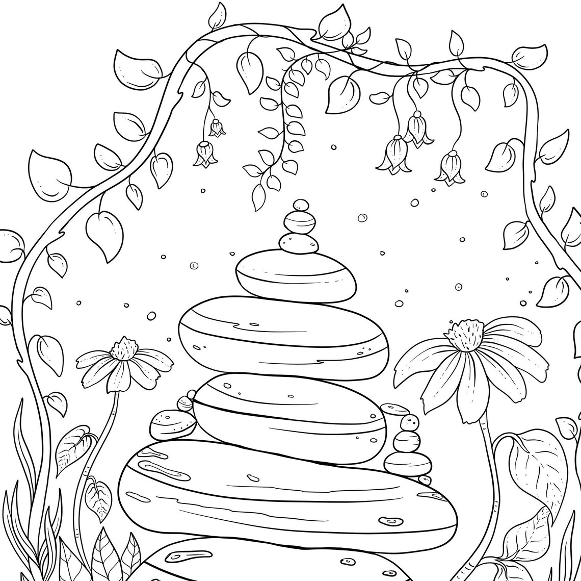 Printable Zen Stones Coloring Page Procreate Coloring Page - Etsy