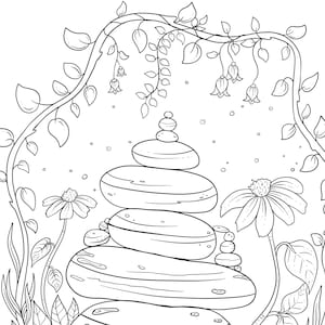 Printable Zen Stones Coloring Page, Procreate Coloring Page, Cairn ...