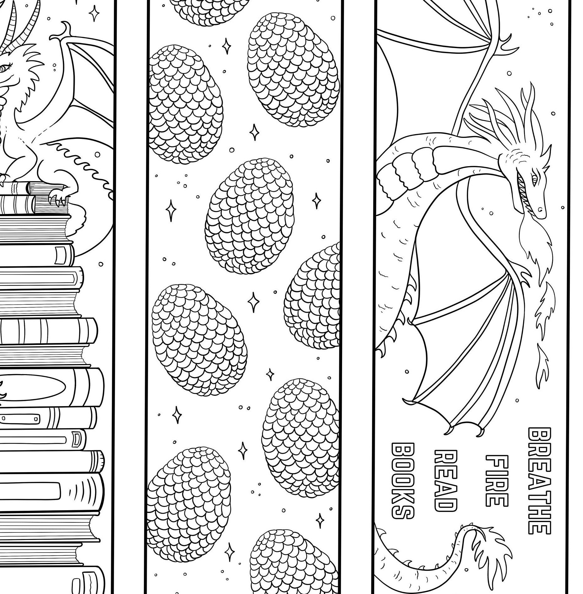 4 Dragon Bookmarks Coloring Page | Dragon Scales + Dragon Eggs ...