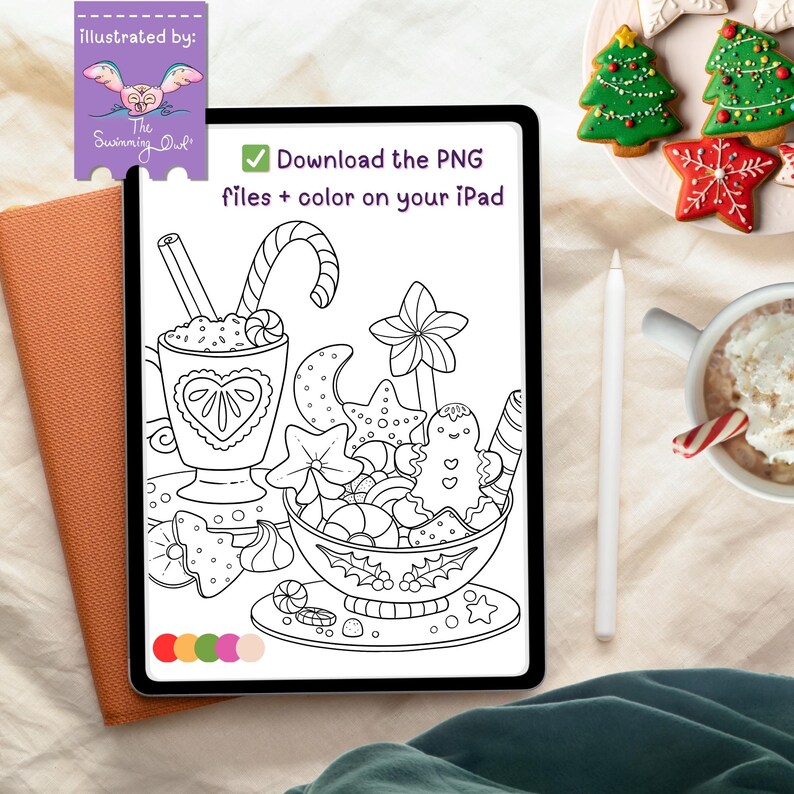 Mini Christmas Coloring Book • 5 Cute Holiday Pages • PNG & PDF Digital ...