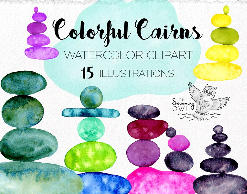 Watercolor Cairns Clipart Zen Stones Clipart Beach Stone - Etsy