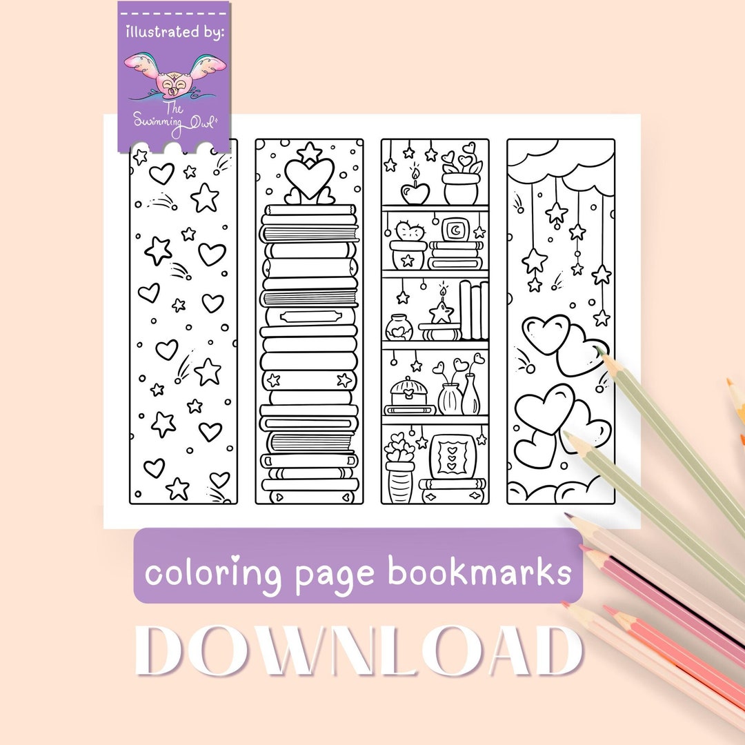 Cute Hearts Bookmarks Coloring Page | Valentine Bookmarks Printable ...